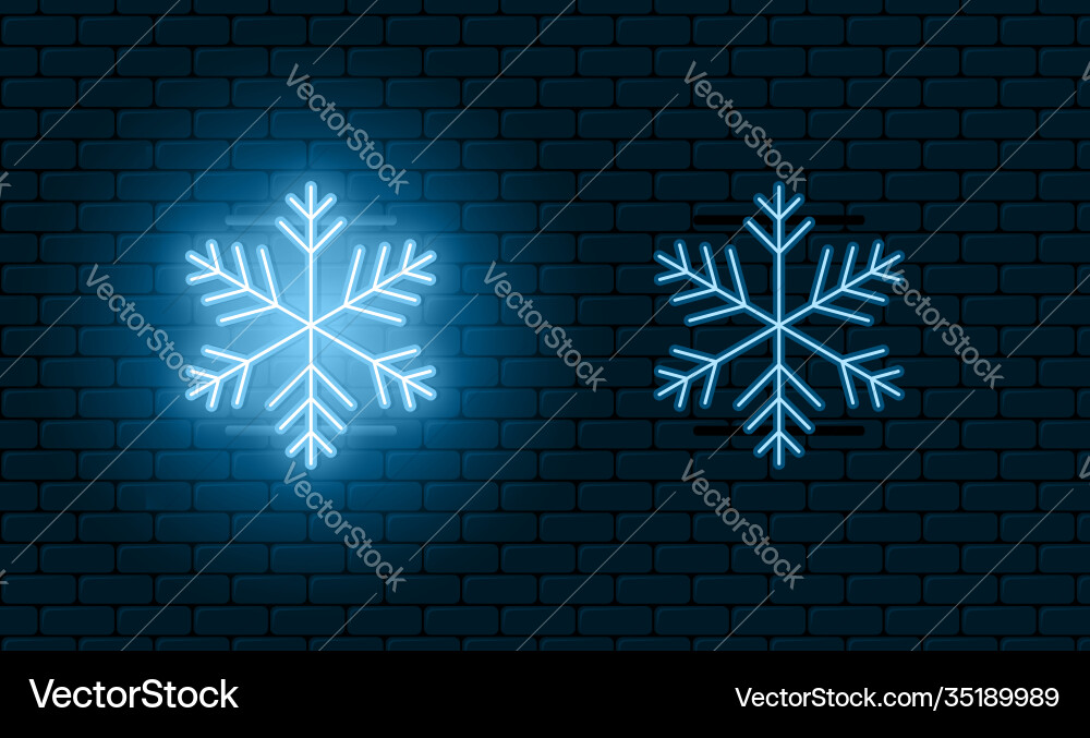 Neon light sign snowflake blue glowing Royalty Free Vector