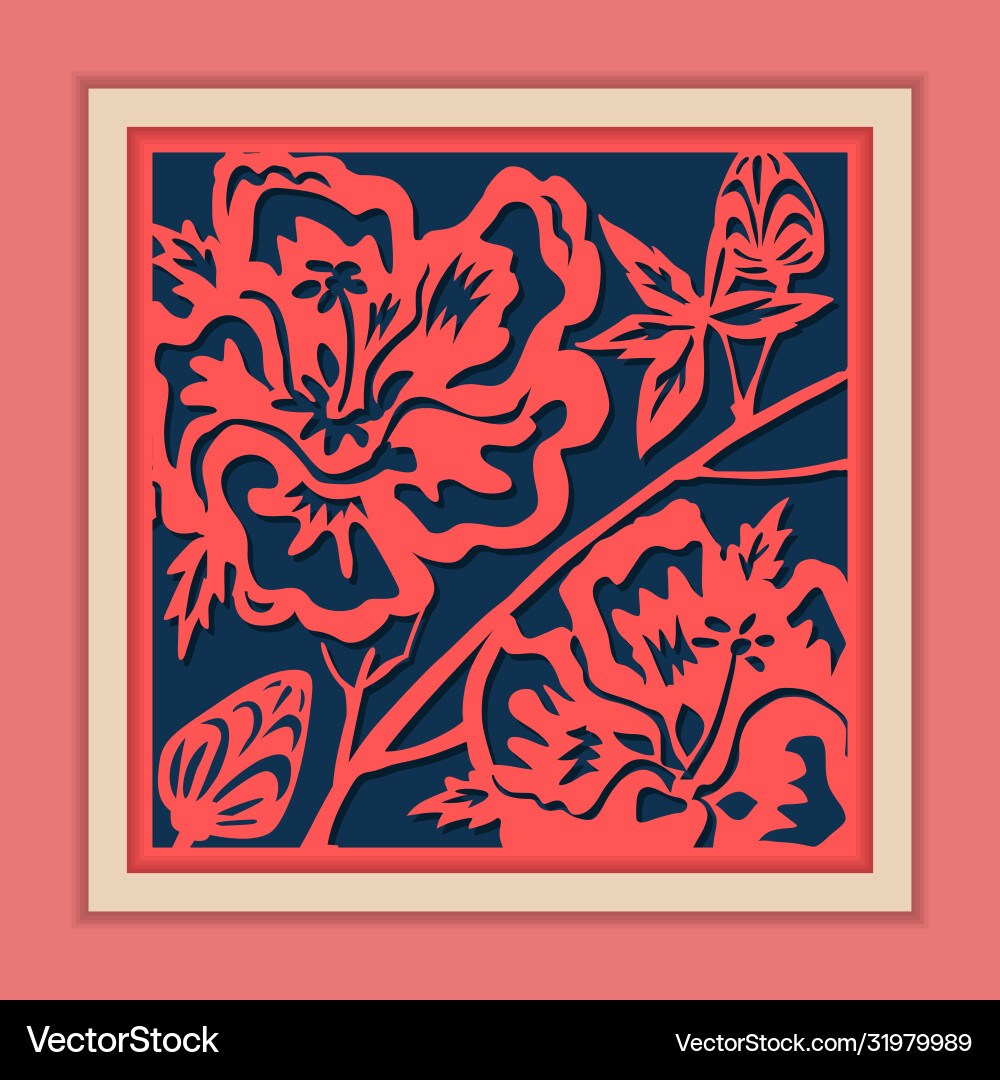 Traditional framed chinese paper cutting Vector Image