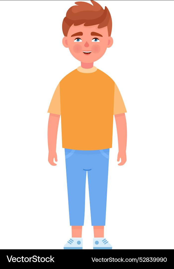 Cartoon boy child front view kid character Vector Image