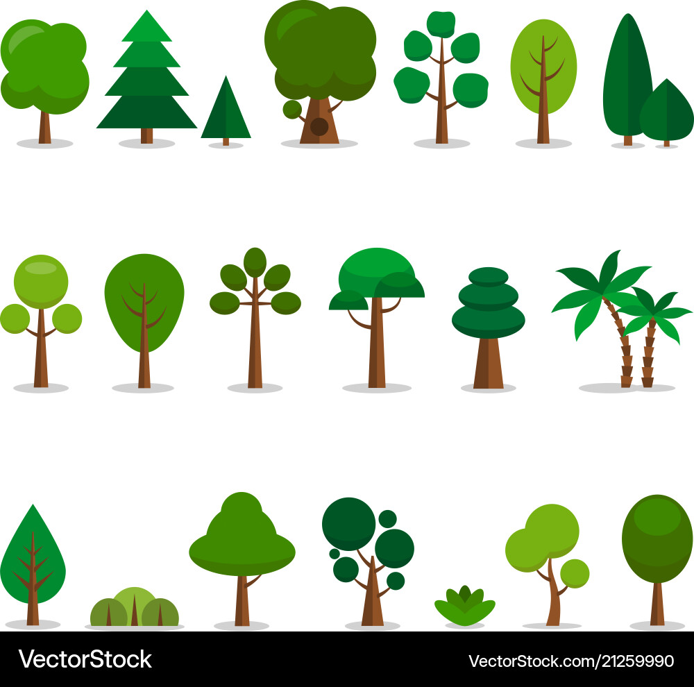 Cartoon Bäume Set Lizenzfreies Vektorbild - VectorStock