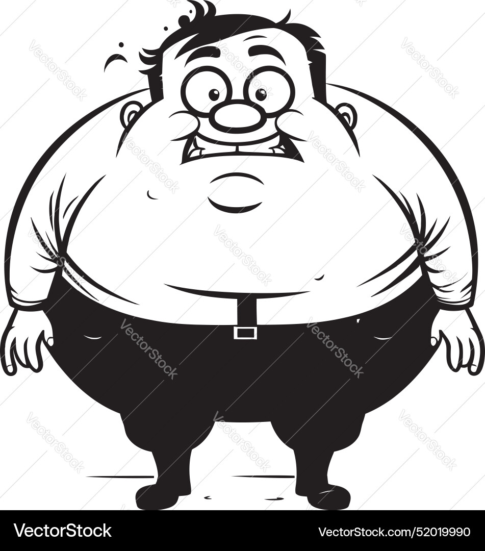 Chubby character fat man badge emblem portly Vector Image