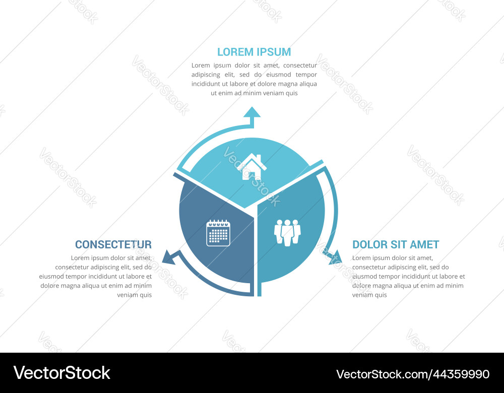Circle diagram - three elements Royalty Free Vector Image