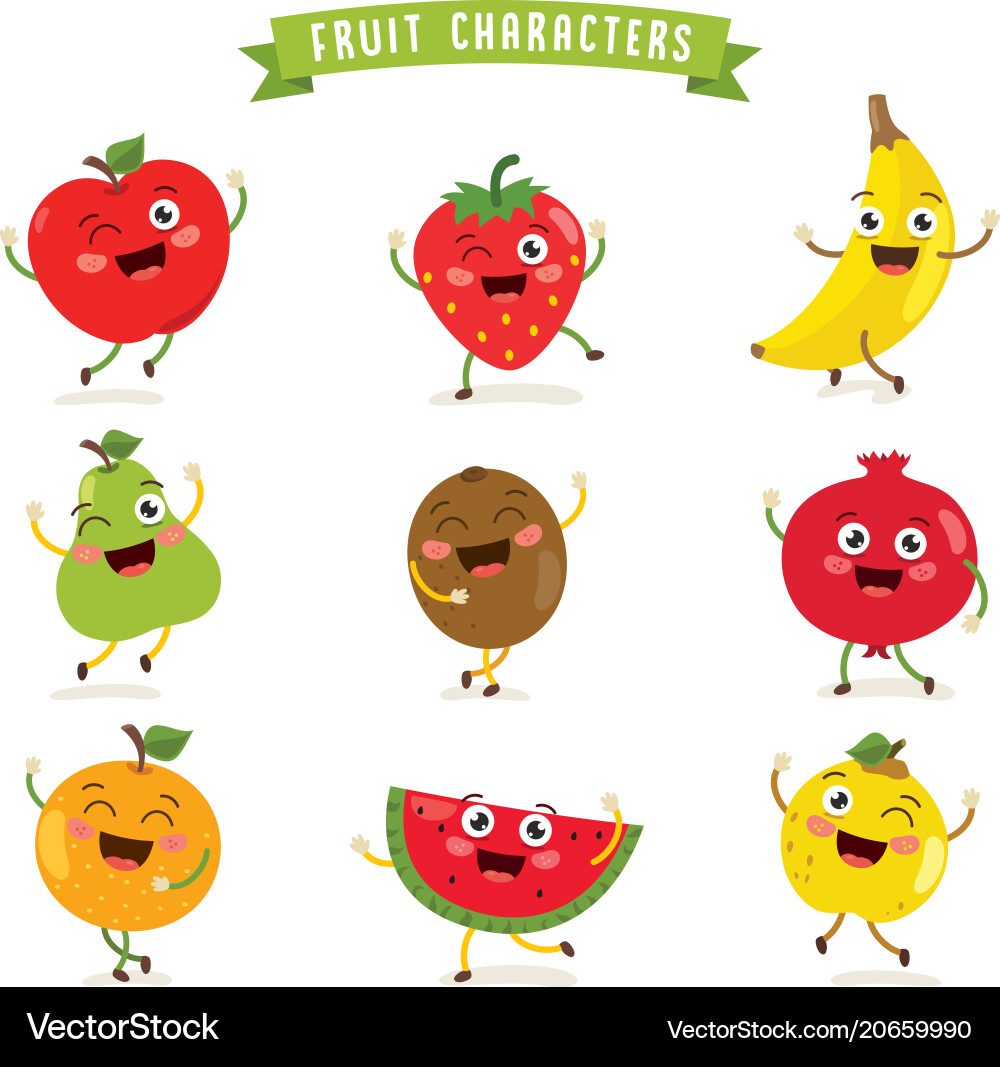 Fruit characters Royalty Free Vector Image - VectorStock