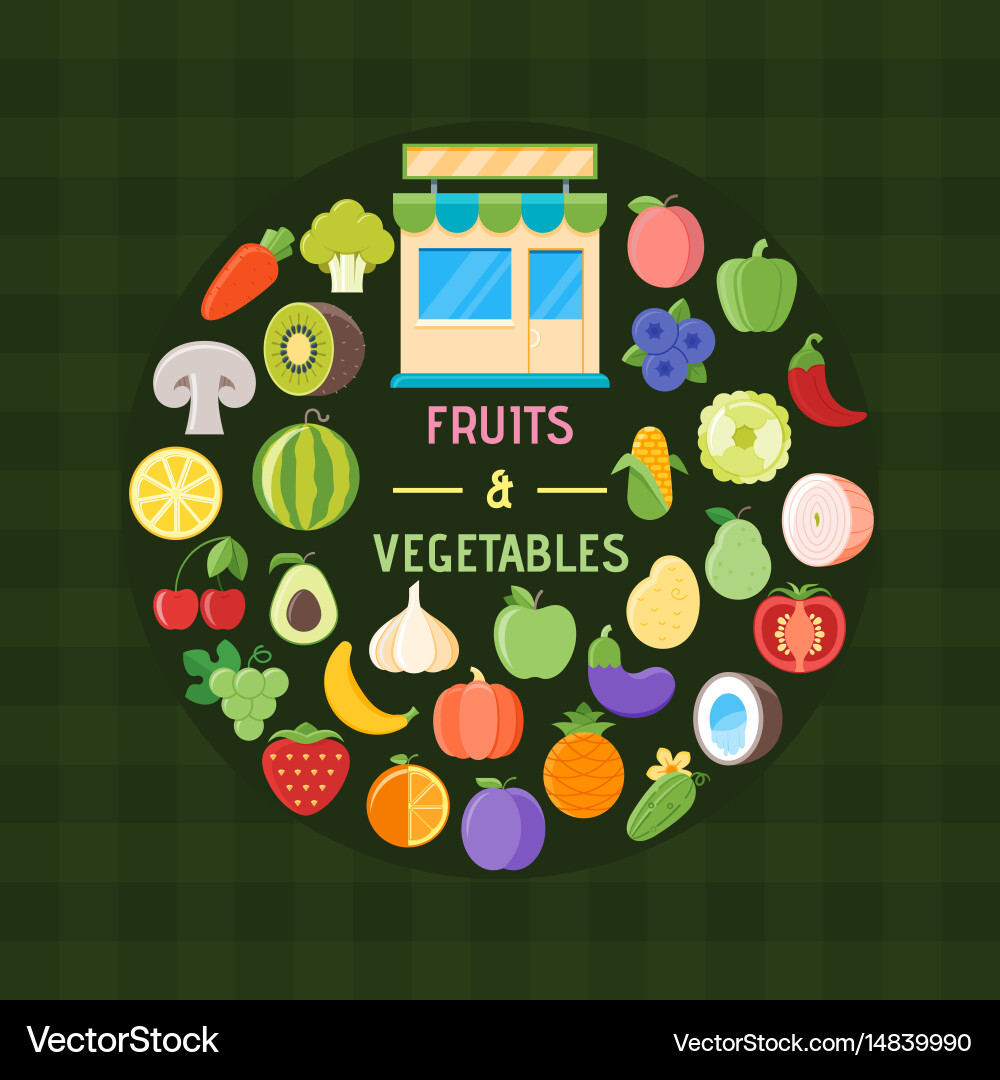 Fruits and vegetables banner Royalty Free Vector Image