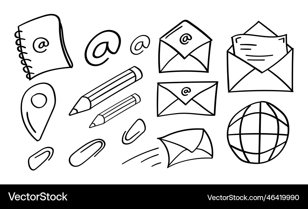 Hand gezeichnete Post und E-Mail-Symbol Lizenzfreier Vektor
