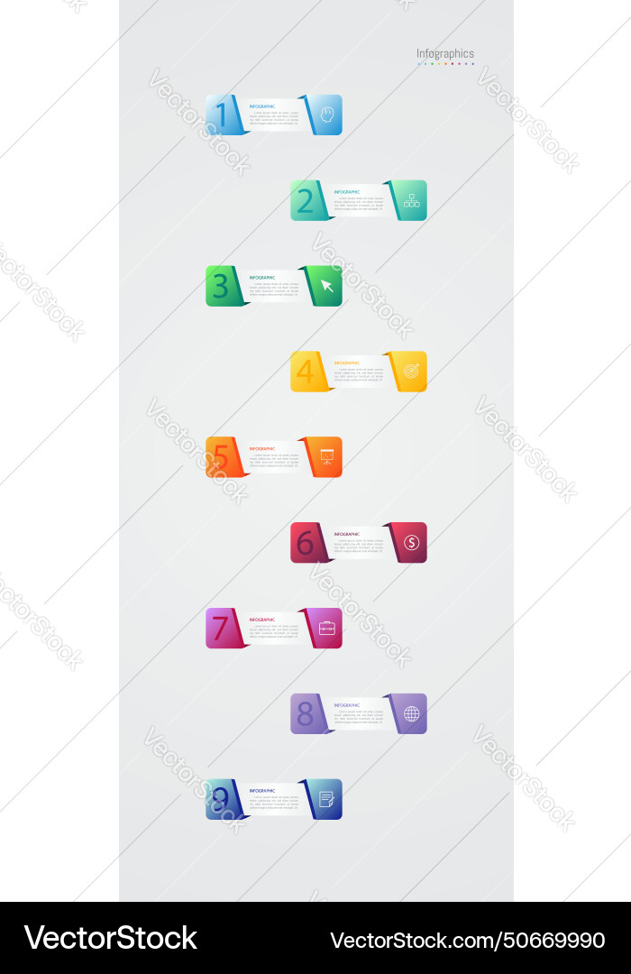 Infographic 9 options design elements Royalty Free Vector