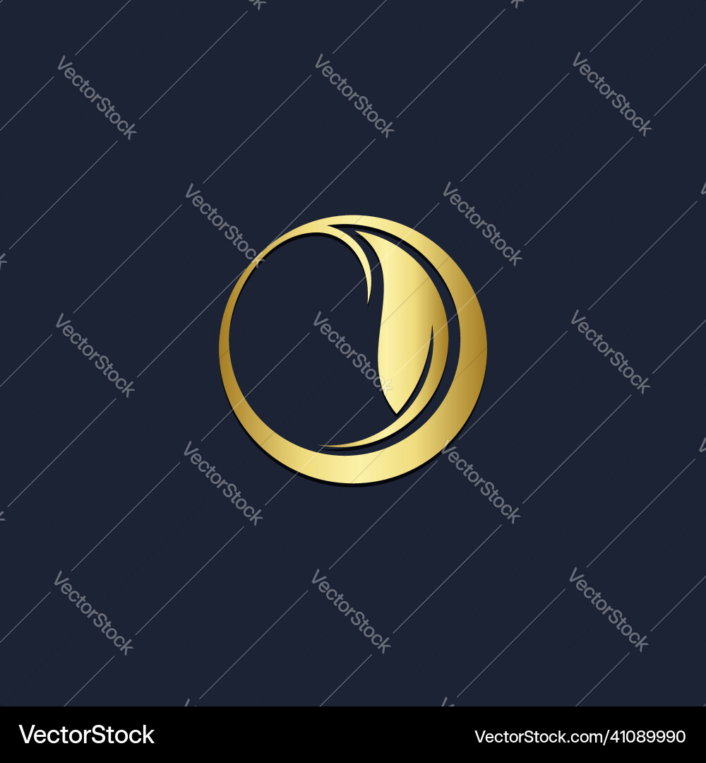 Round leaf organic gold logo Royalty Free Vector Image