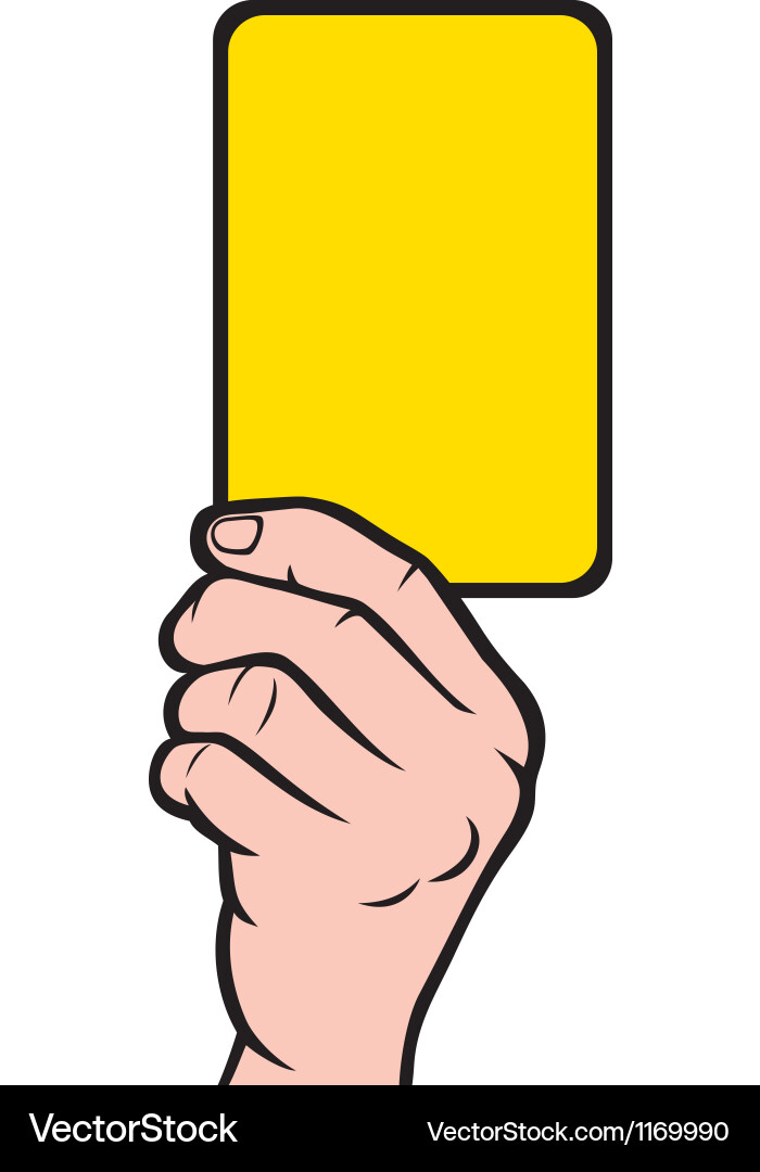 Soccer referees hand with yellow card Royalty Free Vector