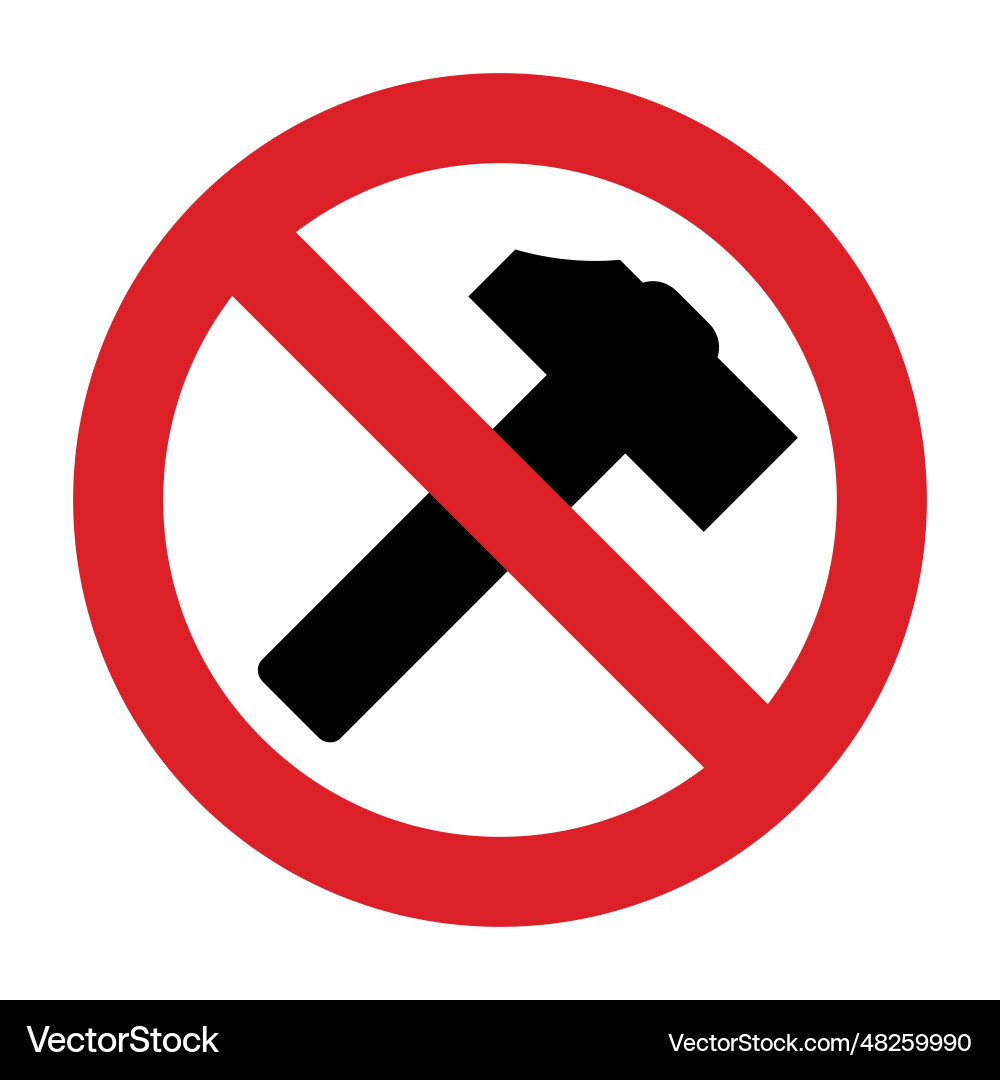 Stop hammer icon hammering is forbidden Royalty Free Vector