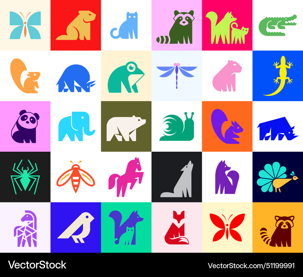 Animals logos collection Royalty Free Vector Image