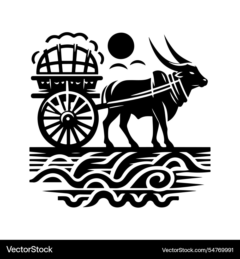 Bullock cart silhouette unique designs Royalty Free Vector
