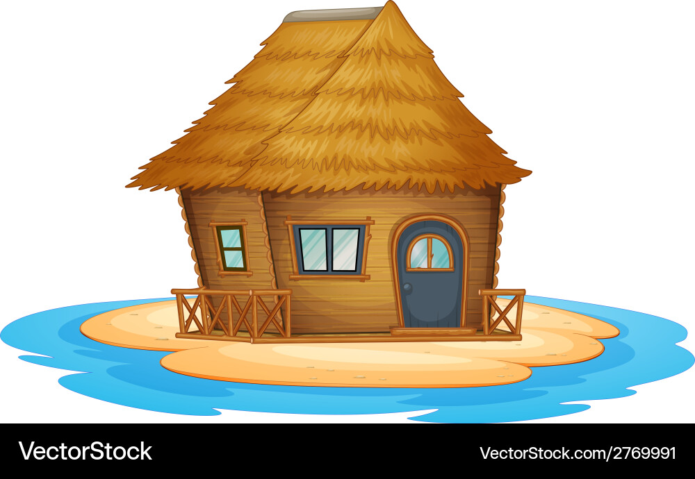 Bungalow on desert island Royalty Free Vector Image