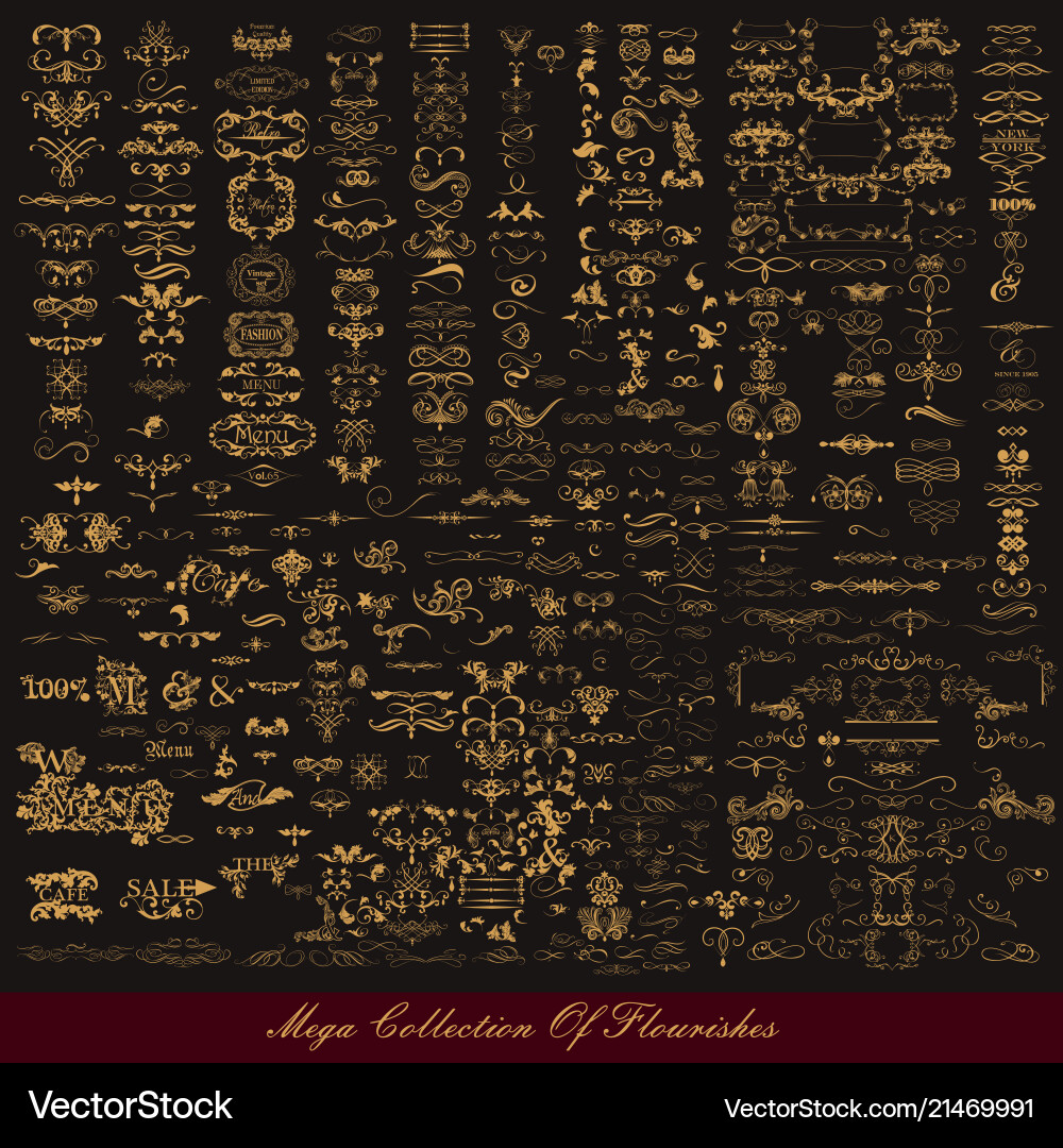 Calligraphic Flourish Collection Royalty Free Vector Image