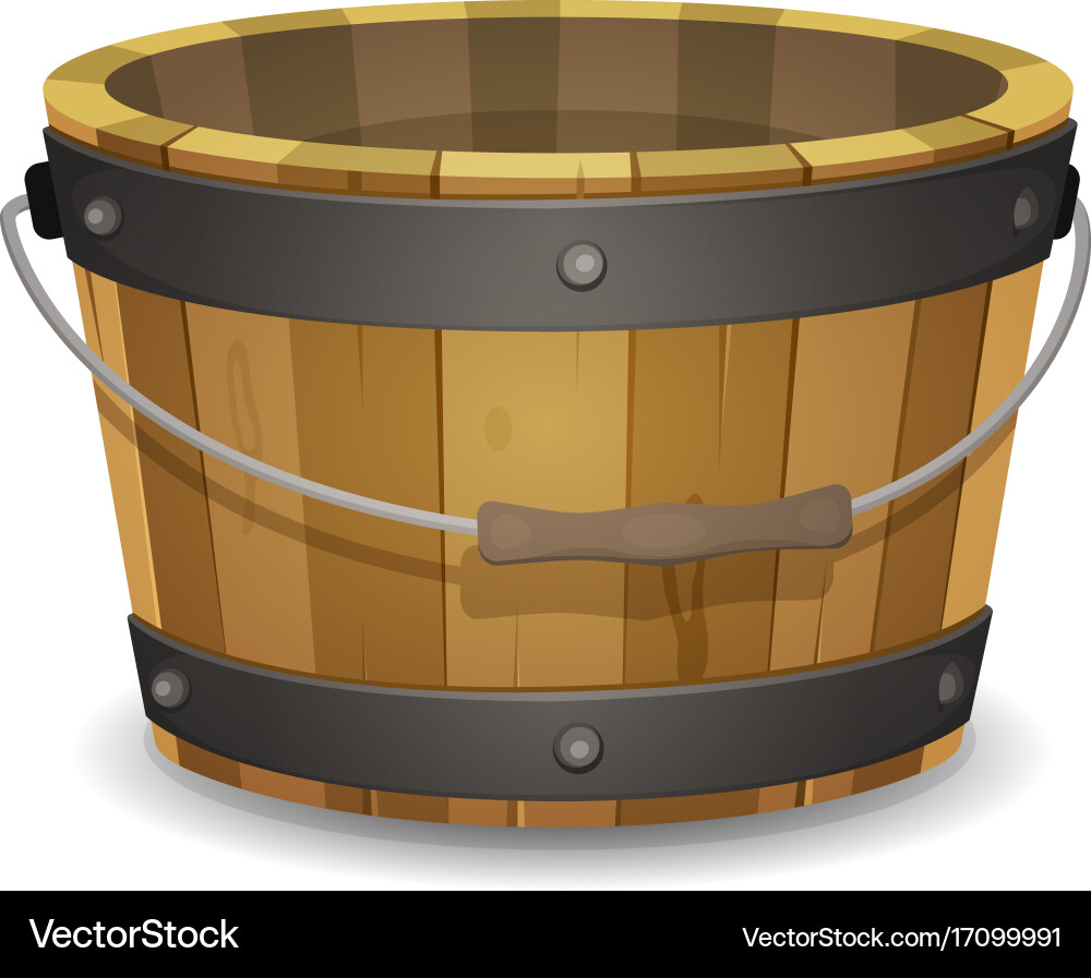 Cartoon wood bucket Royalty Free Vector Image - VectorStock