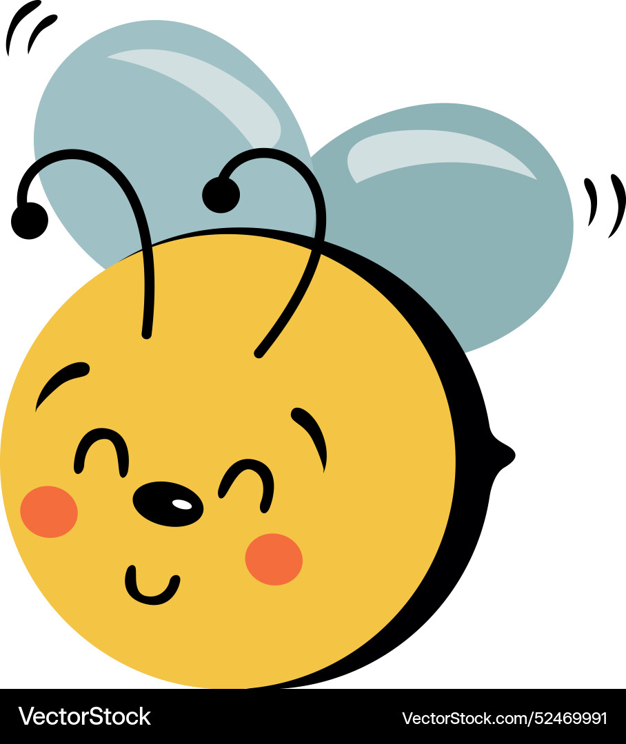 Cute happy bee isolated on white Royalty Free Vector Image