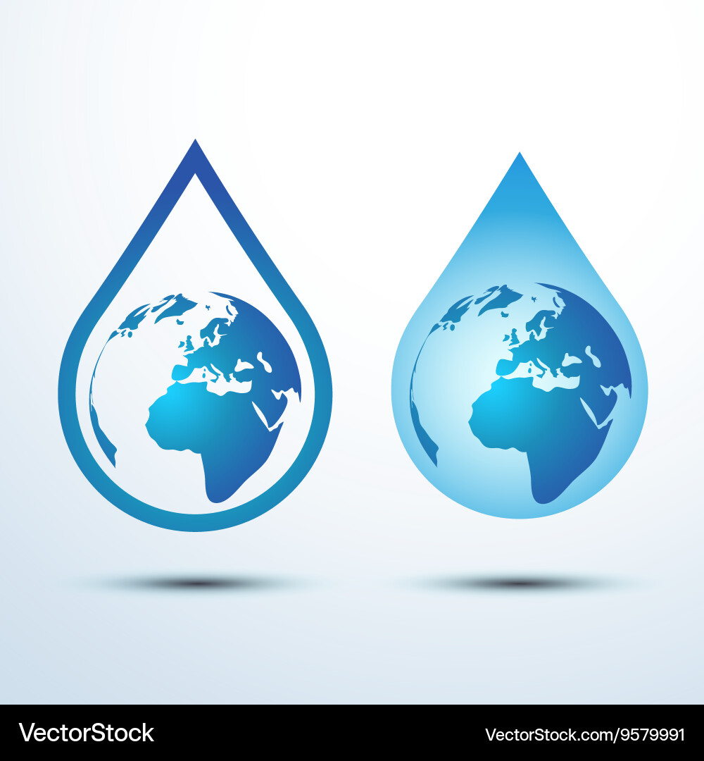 Earth water drop Royalty Free Vector Image - VectorStock