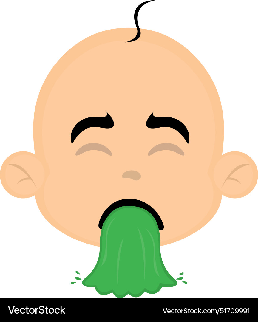 Head baby cartoon vomit Royalty Free Vector Image