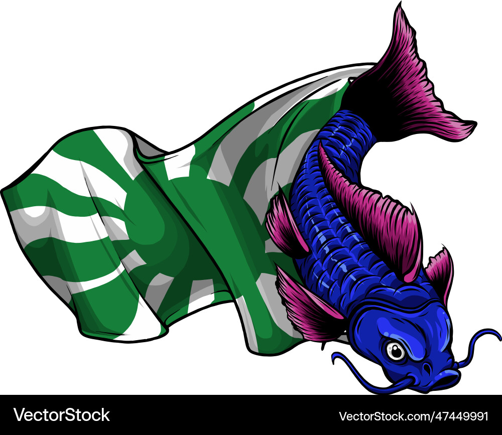 Koi Fish with Rising Sun Flag Royalty Free Vector Image