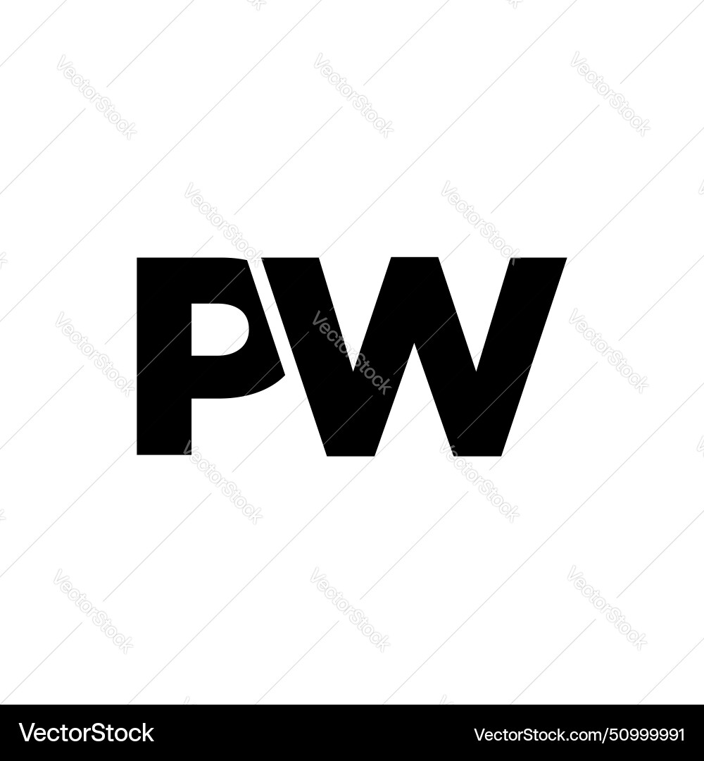 Letter p and w pw logo design template minimal Vector Image