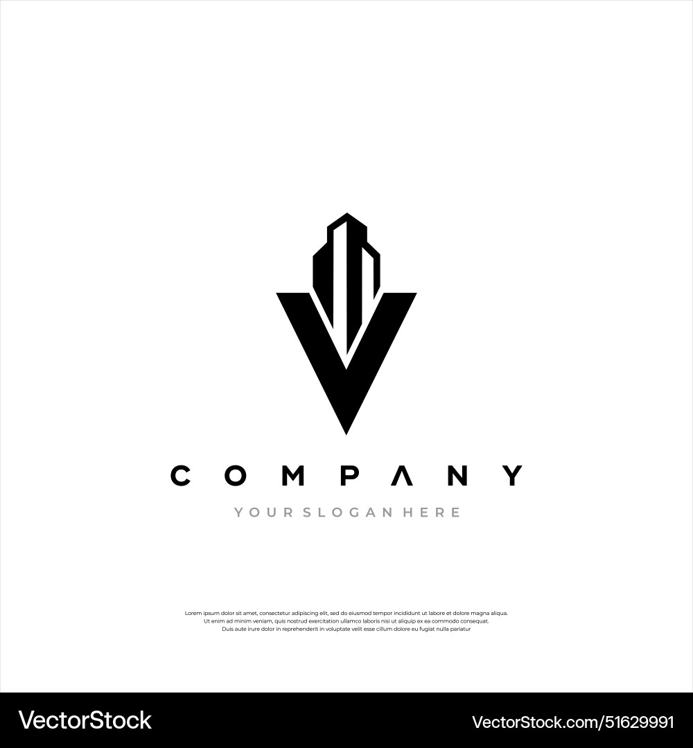 Minimalist v line logo Royalty Free Vector Image