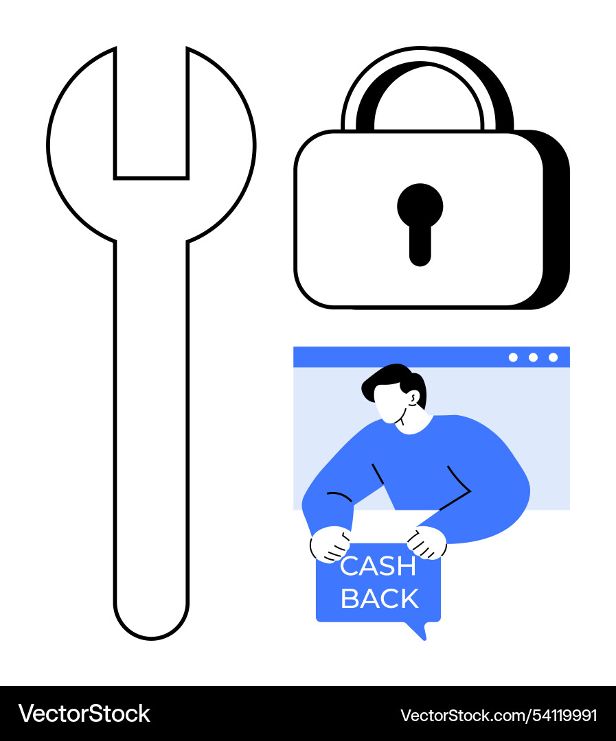 Toolkit security and cashback promotion Royalty Free Vector