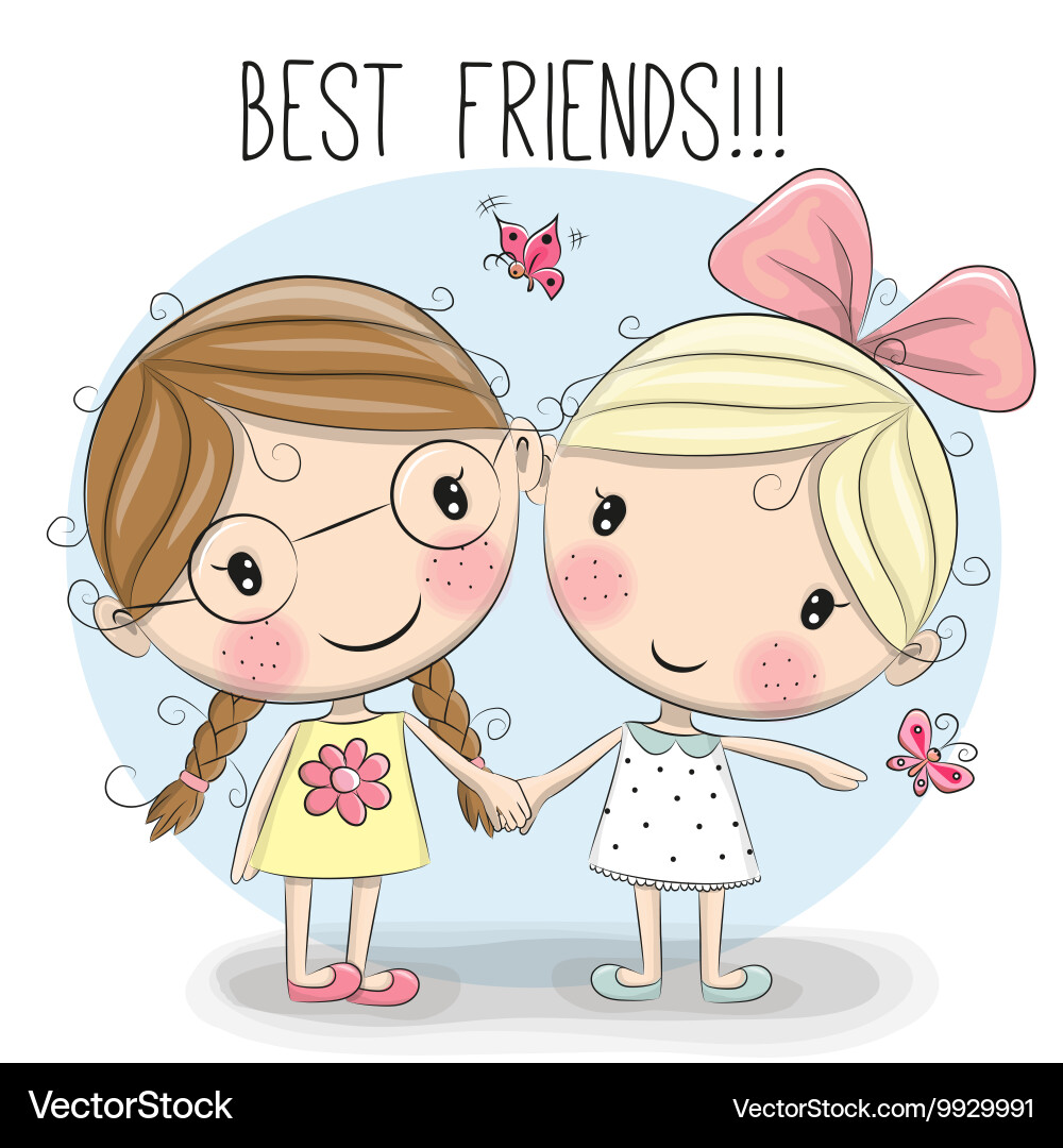Two cute cartoon girls Royalty Free Vector Image
