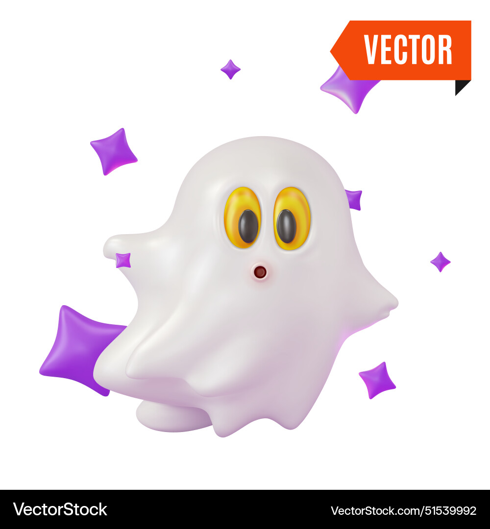 3d mascot fly ghost halloween concept cartoon Vector Image