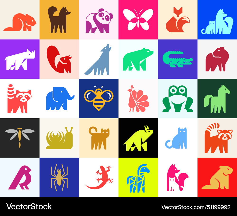 Animals logos collection Royalty Free Vector Image