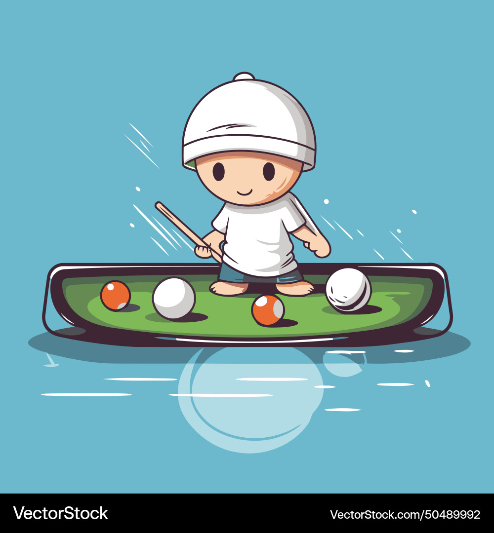 Cartoon boy playing billiards for your design Vector Image