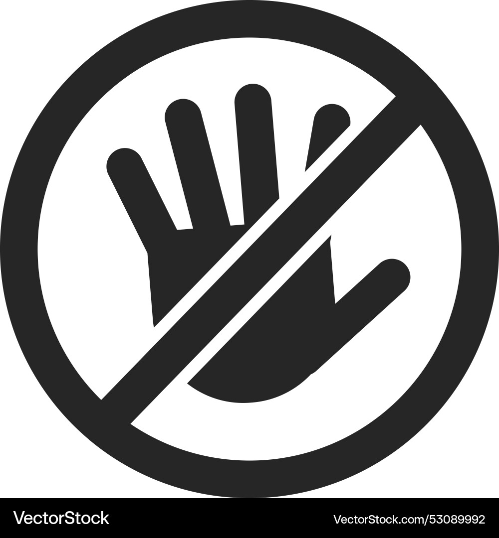 Do not touch symbol crossed human palm Royalty Free Vector