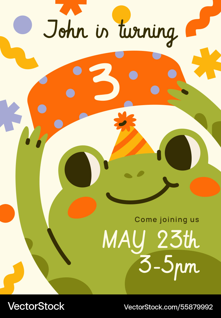 Frog-themed birthday invitation Royalty Free Vector Image