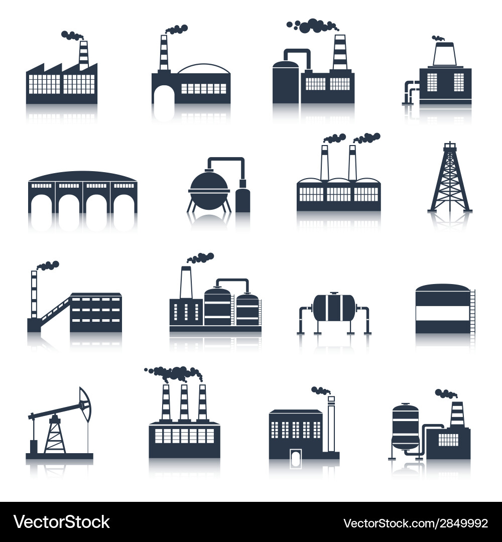 Industrial Power Plant Icons Royalty Free Vector Image