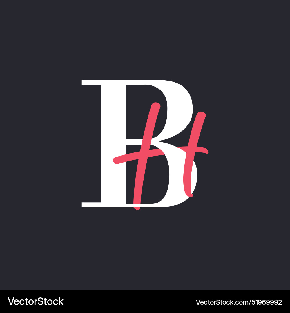 Letter bh logo perfectly blended initials Vector Image