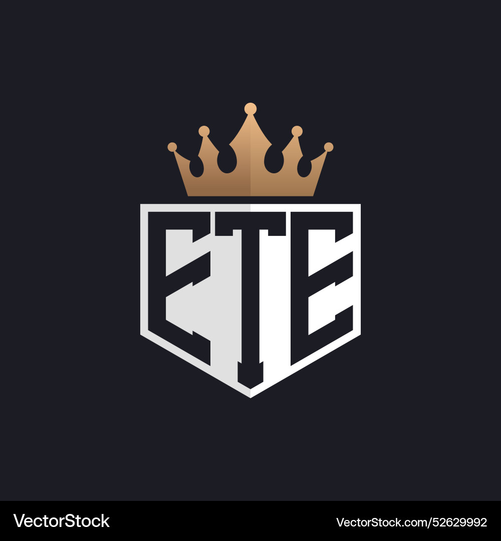 Luxury ete logo with crown elegant initials Vector Image