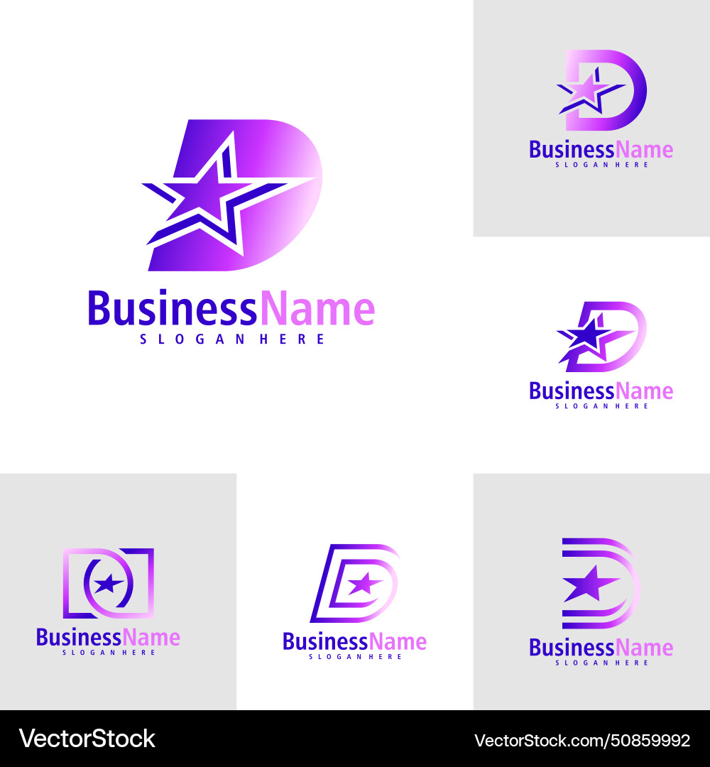 Set of letter d with star logo design creative Vector Image