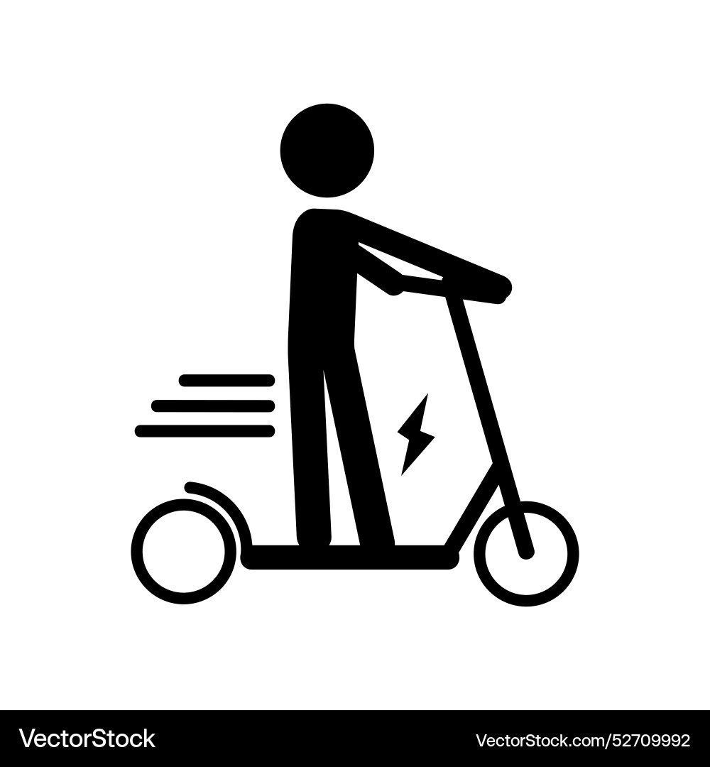 Stickman ride a scooter silhouette icon Royalty Free Vector