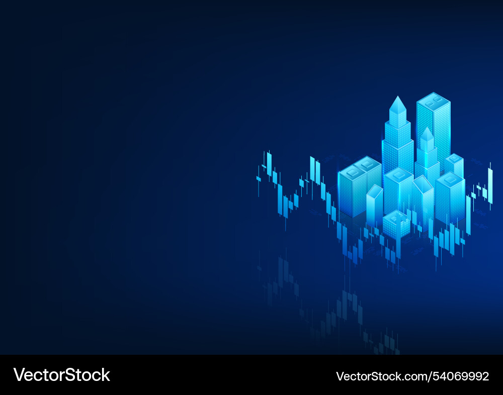 Technology stock chart background the city Vector Image