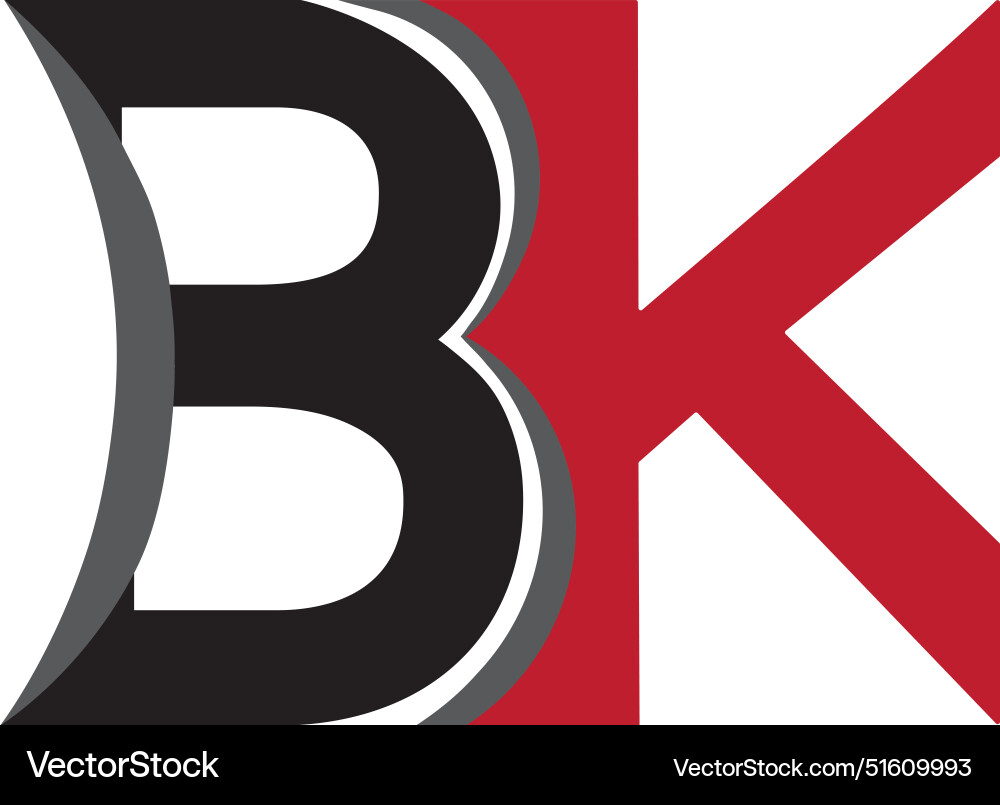 Bk logo design km kb letters Royalty Free Vector Image