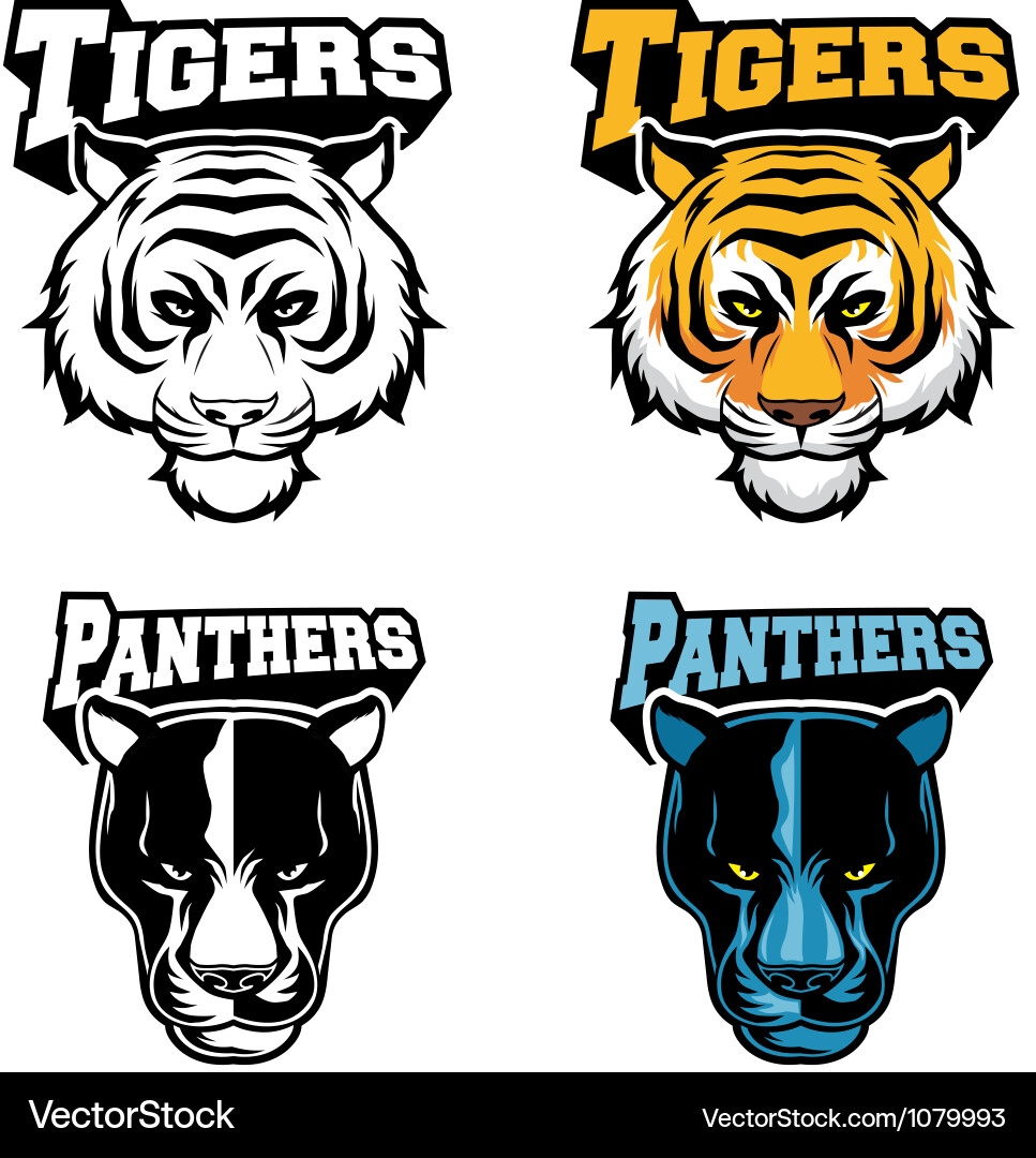 Bold Cat Head Set Royalty Free Vector Image - VectorStock