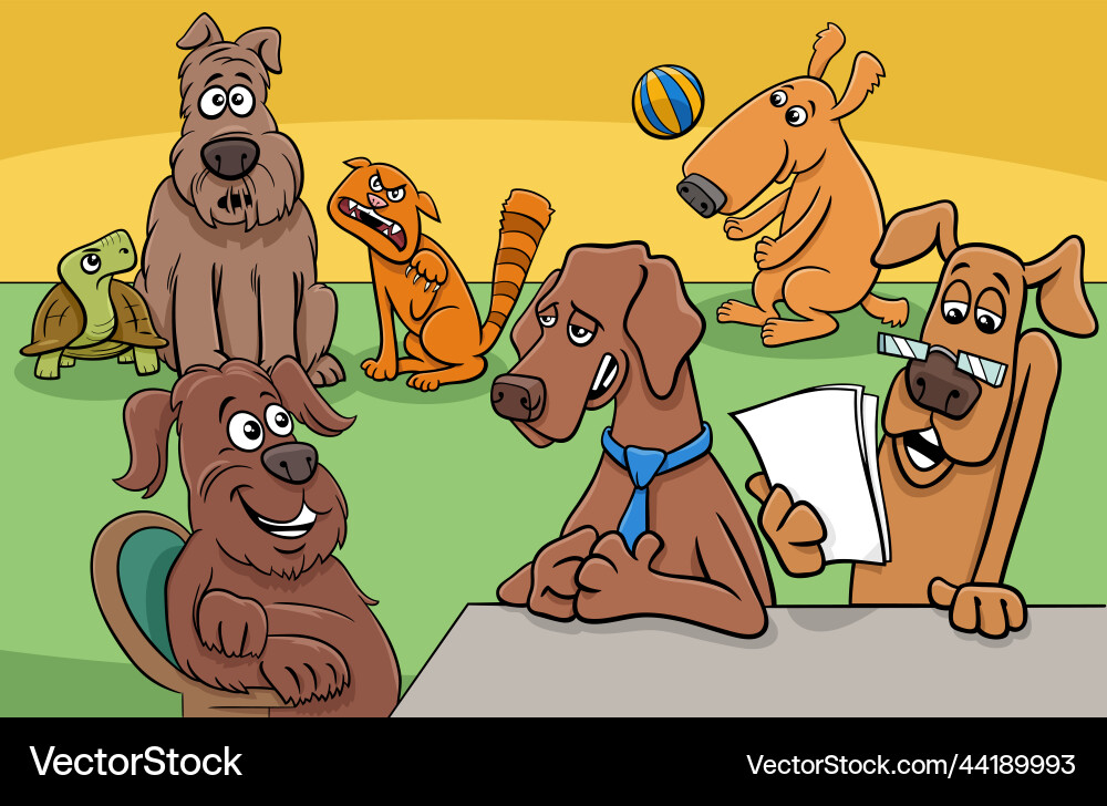 Cartoon dogs and pets comic characters group Vector Image