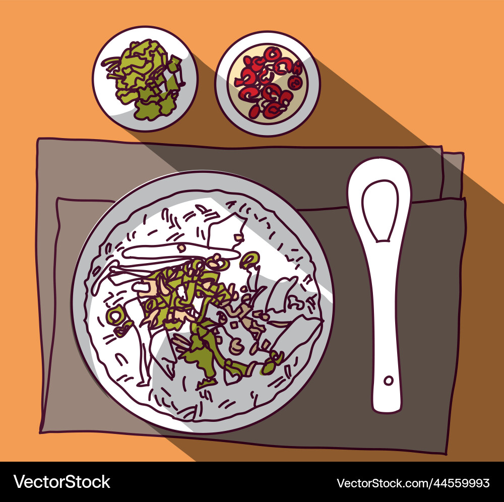 Chinese food rice soup top view Royalty Free Vector Image