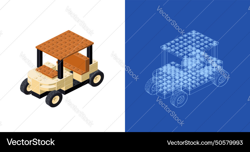 Golf cart project for print and decoration Vector Image