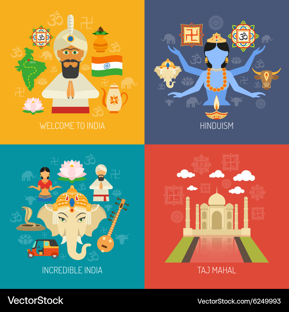India concept set Royalty Free Vector Image - VectorStock