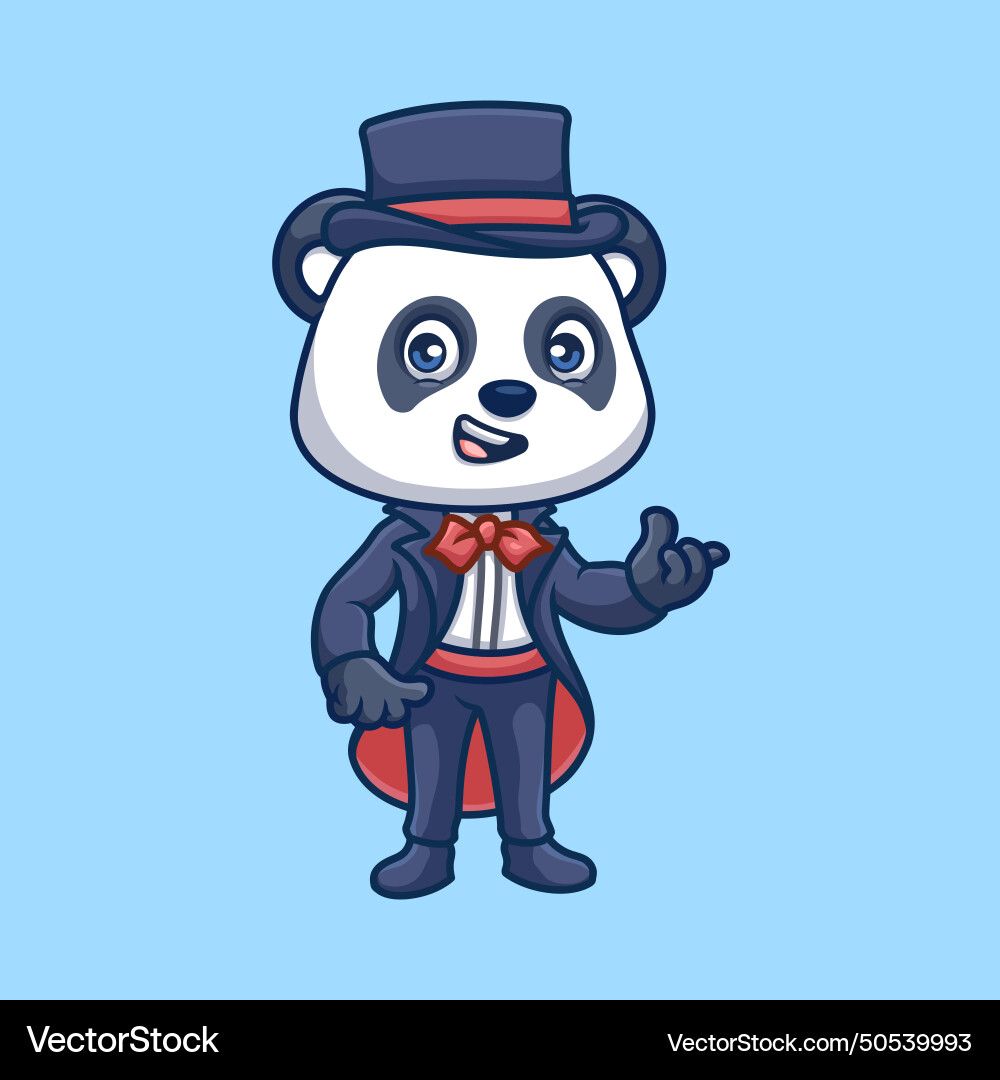 Magician panda cute cartoon Royalty Free Vector Image
