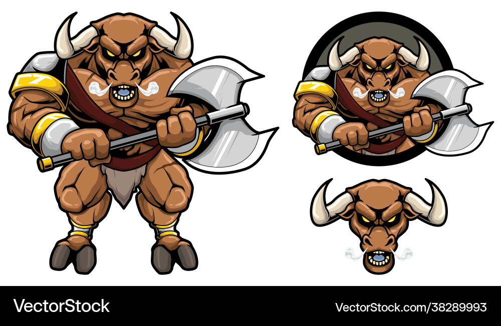 Minotaur mythology mascot Royalty Free Vector Image