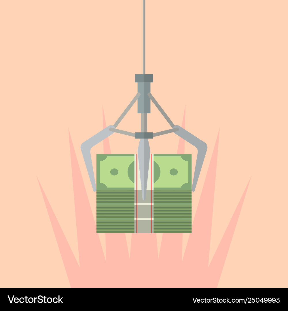 Robotic claw clutching a money Royalty Free Vector Image