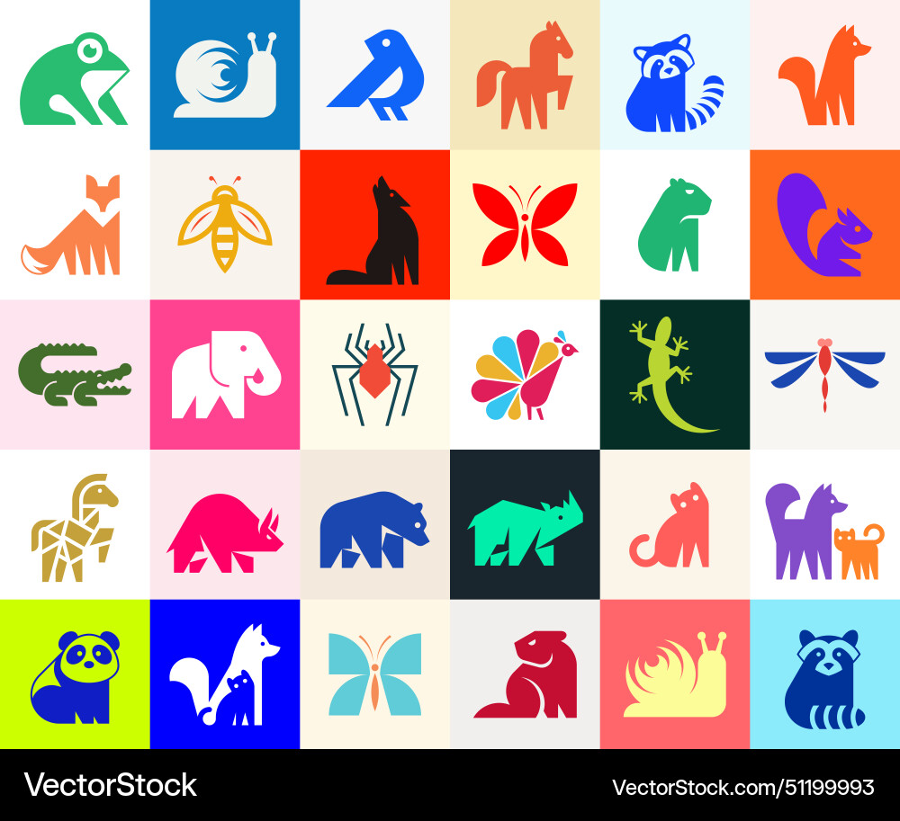 Tiere Logos Sammlung Lizenzfreies Vektorbild