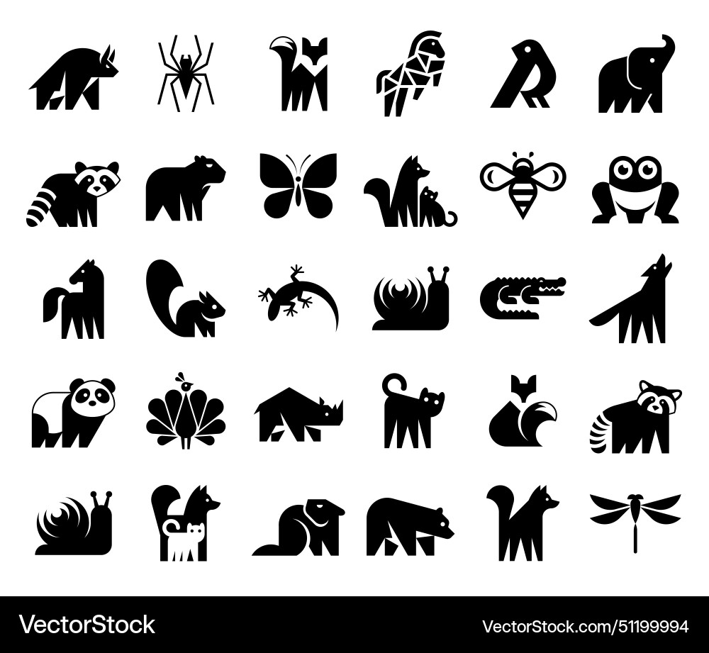Animals logos collection Royalty Free Vector Image