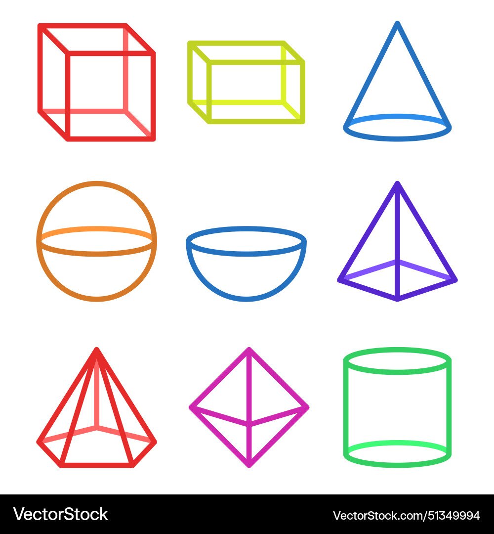 Geometric shapes icon set isolated Royalty Free Vector Image