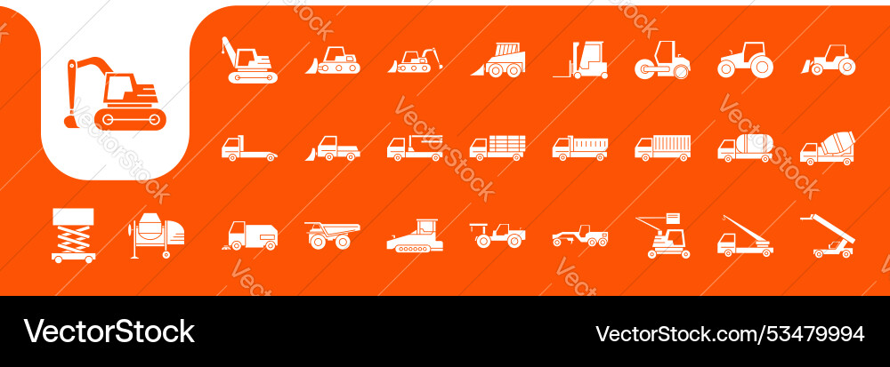 Industrial vehicles flat modern icon set Vector Image